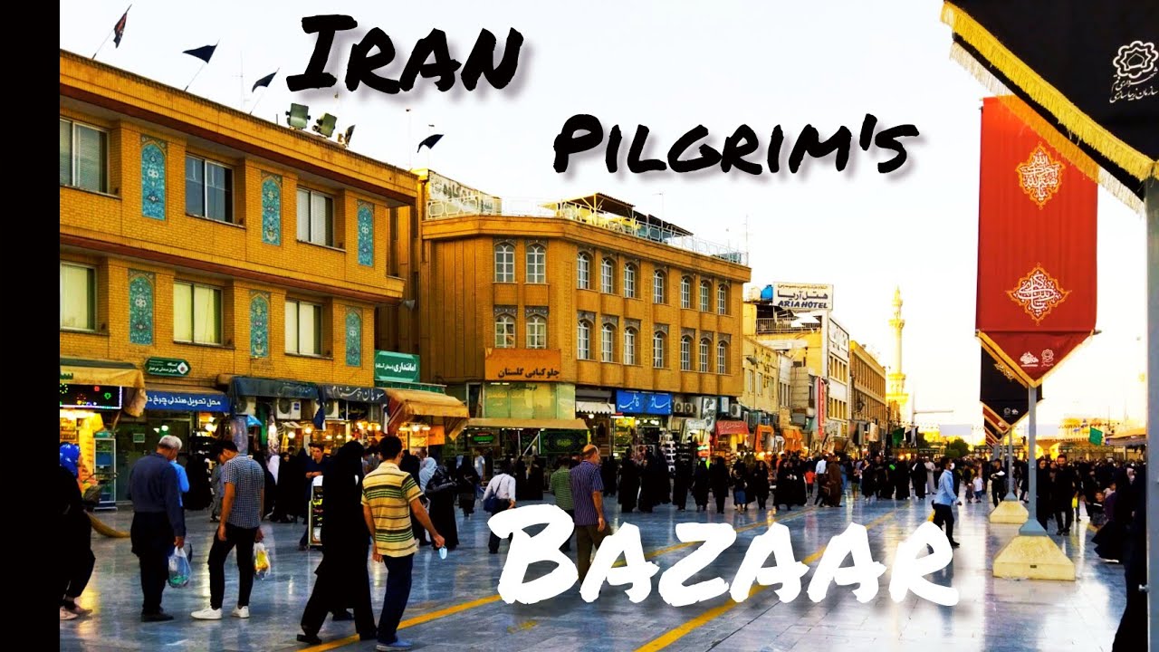Walking in the Iran Qom pilgrims and tourist bazaar - YouTube