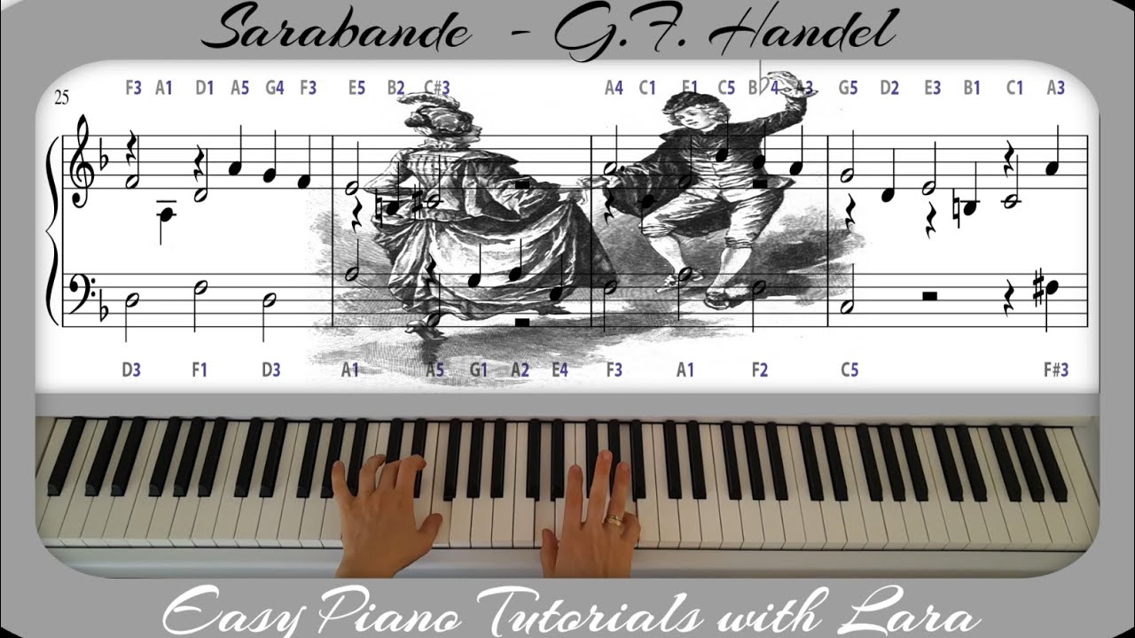 Sarabande in D minor G.F. Handel - Easy Piano Tutorial - Letter Notes ...