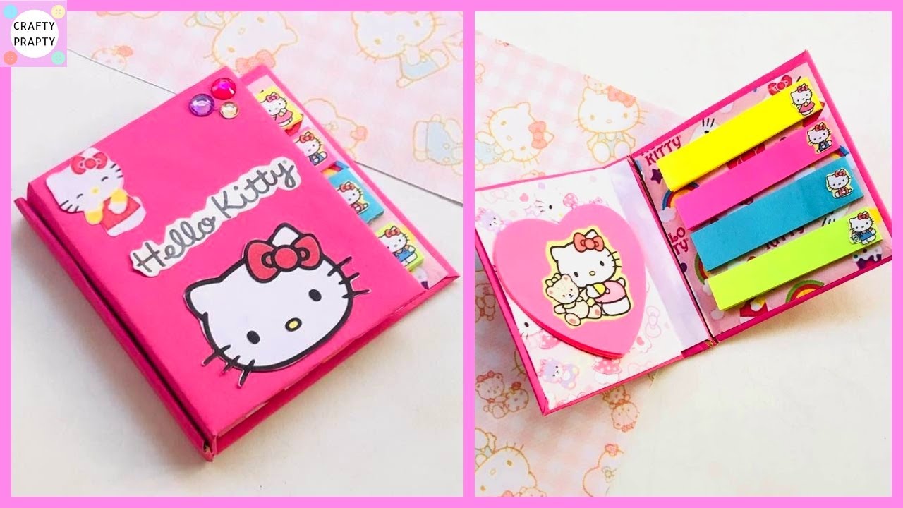 How to make Hello kitty Sticky Notes/How to make Hello Kitty Mini Memo ...
