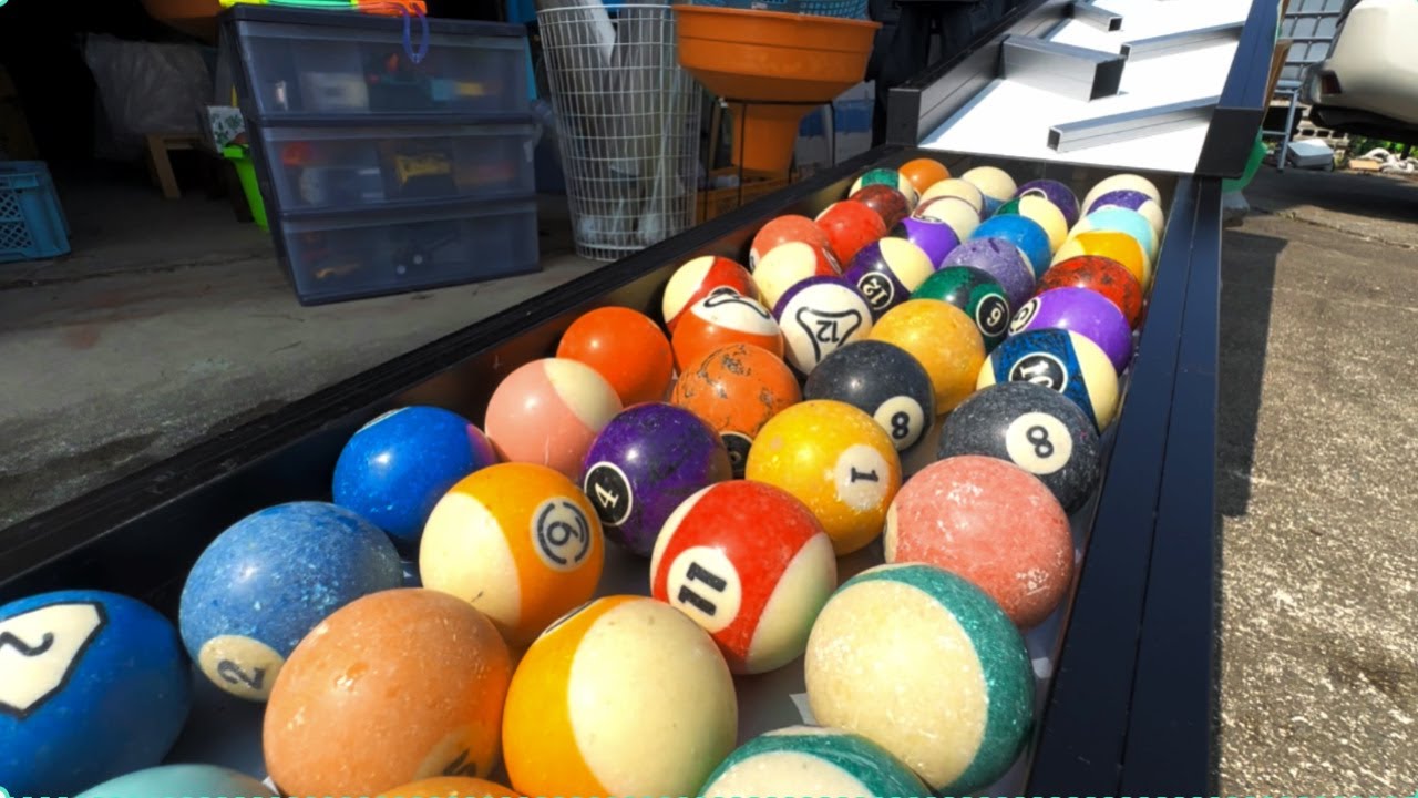 100 Billiard Balls☆Water Slide Artistic wooden balls and ASMR are the ...
