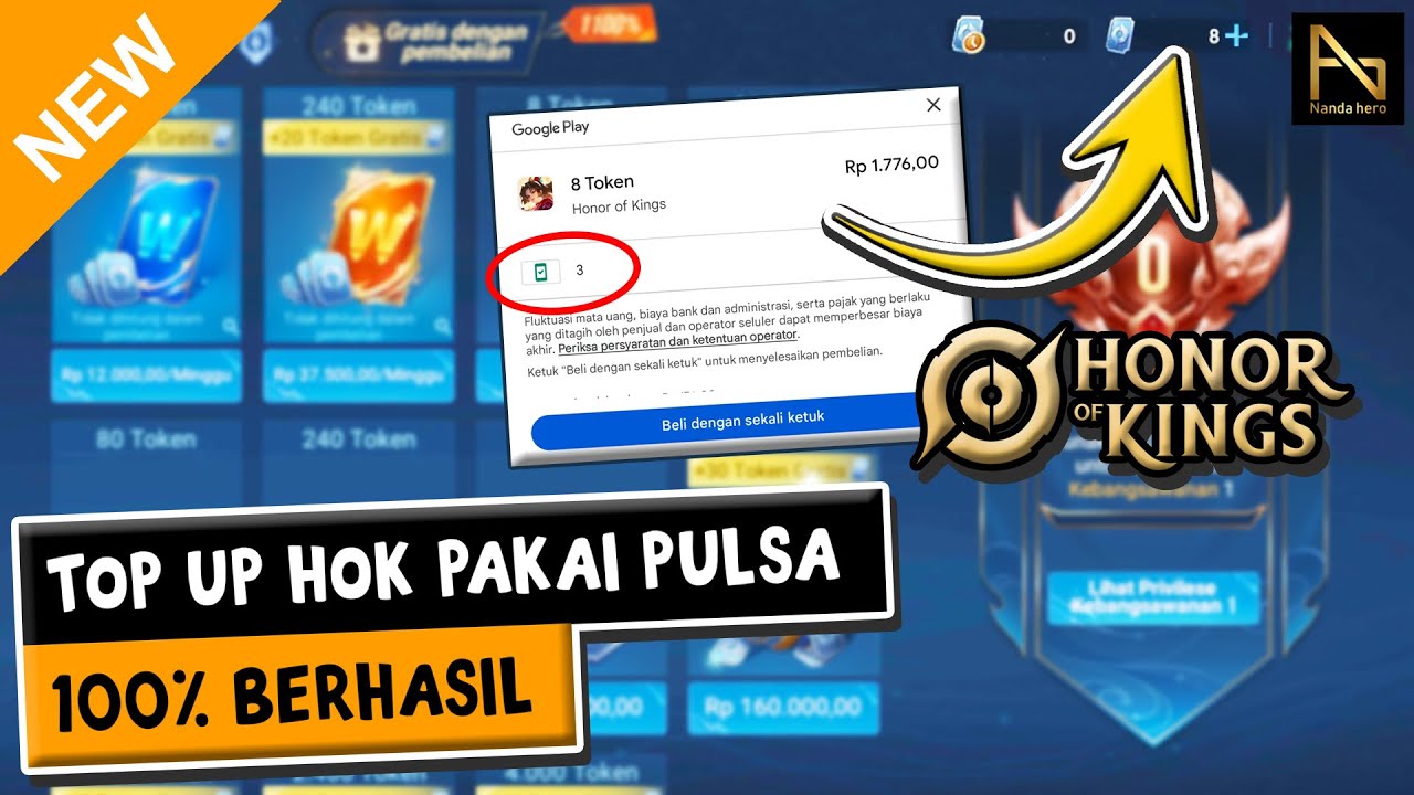 CARA TOP UP HONOR OF KINGS PAKAI PULSA 2025 | BELI TOKEN HOK - YouTube