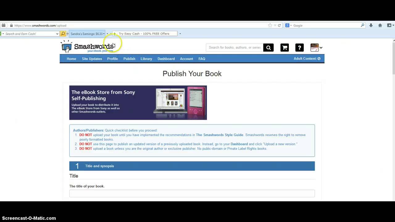 Tutorial: How To Publish Ebooks For Free On Smashwords - YouTube