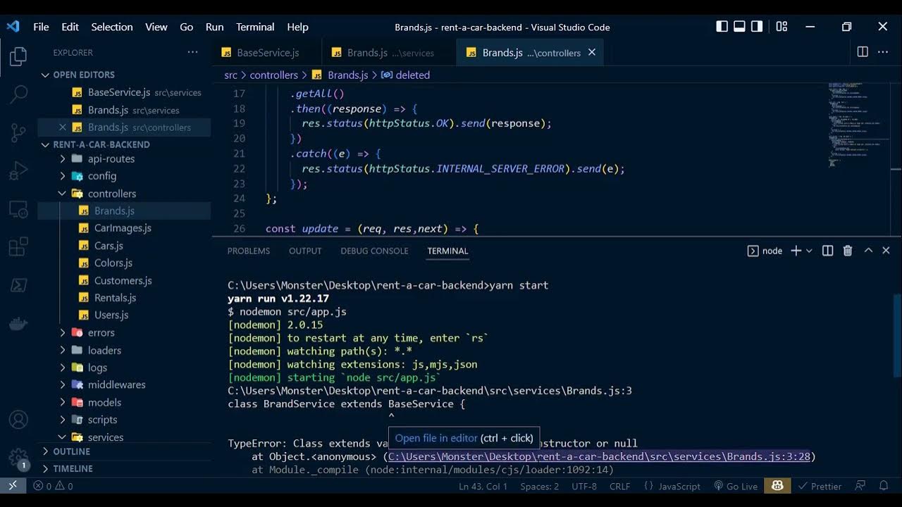 Rent a car backend NodeJS 22 - YouTube