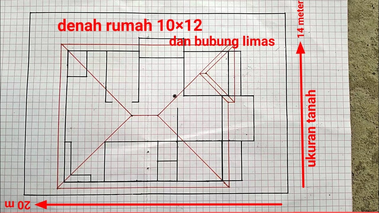 denah rumah 10×12 dan atap bubung limas - YouTube
