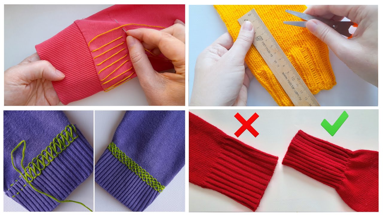 7 Best DIY Sleeve Hacks: Shorten Sleeves & Repair Stretched Bands on Sweaters! - YouTube