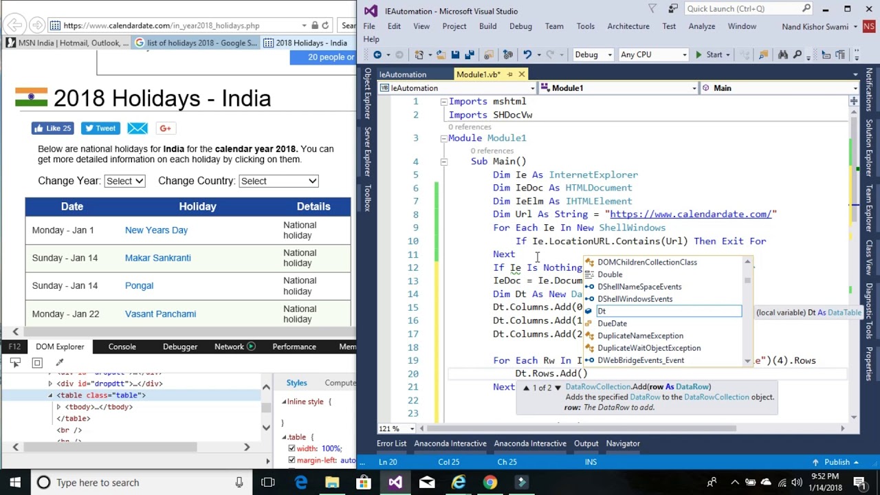 Part-6-RPA with Vb Net – Get Internet Explorer Table into DataTable ...