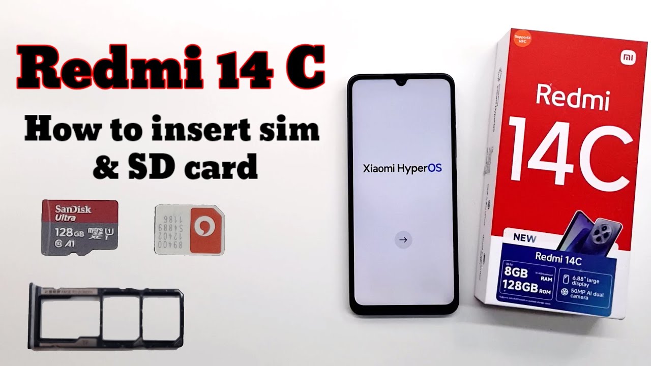 Redmi 14c How to insert sim and SD card - YouTube
