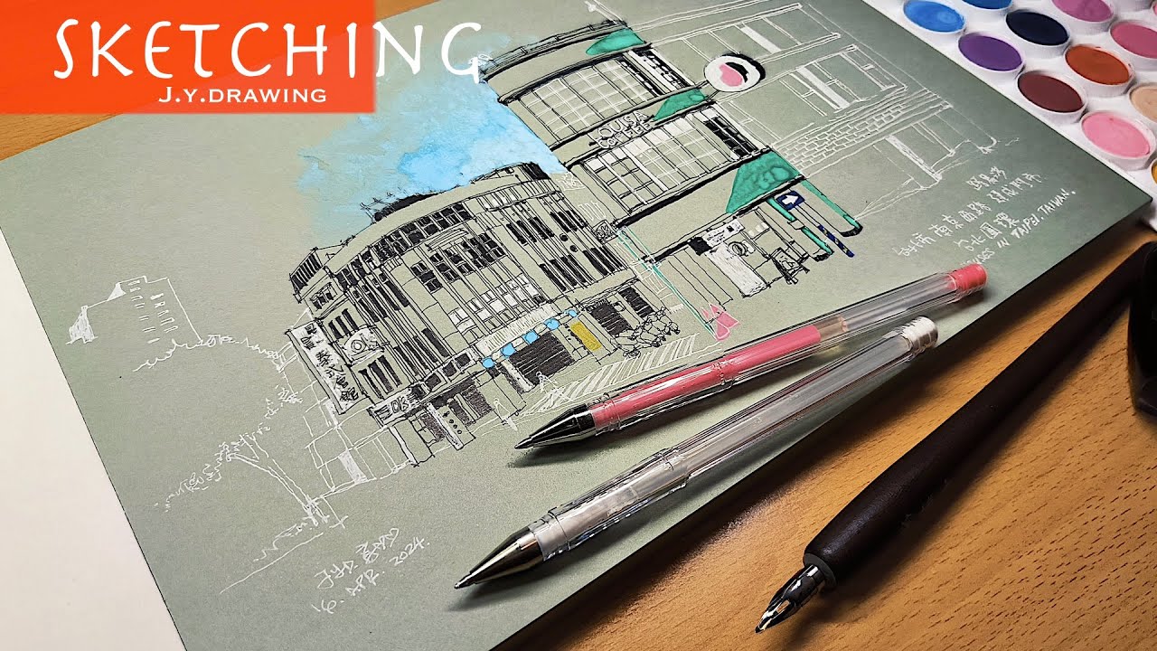 Drawing Urban Vintage Buildings With A Dip Pen, Gouache and Ball Pens ...
