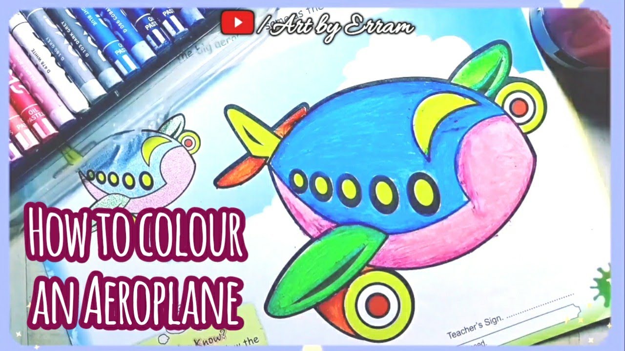 Aeroplane drawing colour |Simple drawing of an Aeroplane | Aeroplane ...