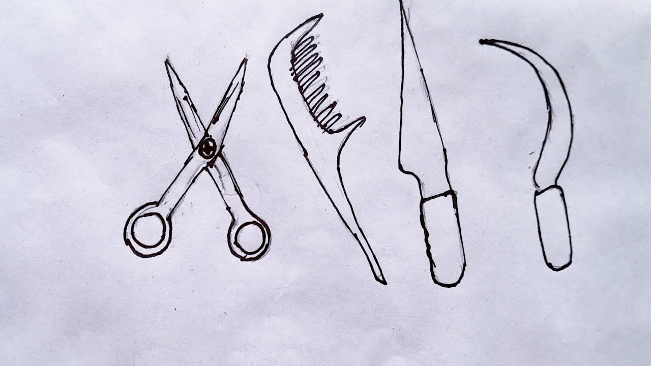 how to draw a scissor drawing kids video elan toy tv 7G.... - YouTube
