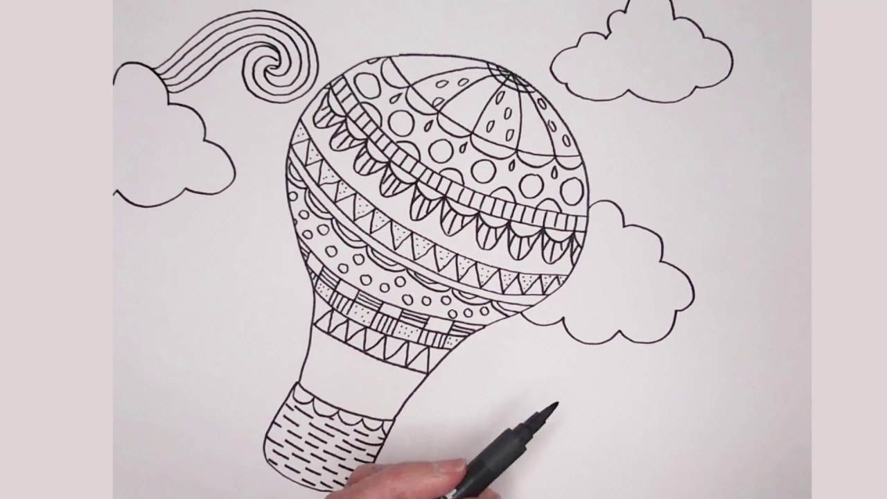 How to draw a Hot Air Balloon - YouTube