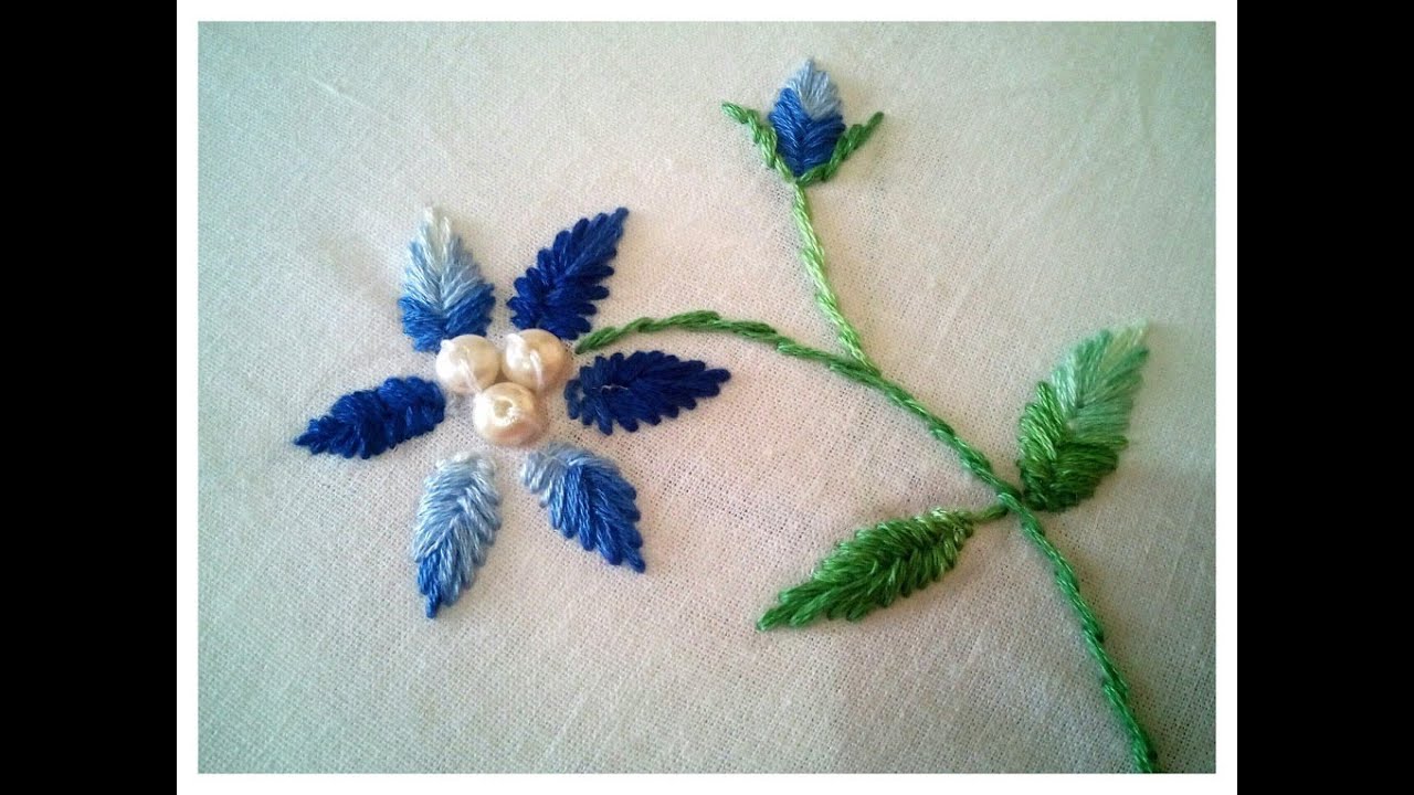 Hand Embroidery - Fish Bone Stitch || Floral Embroidery - YouTube