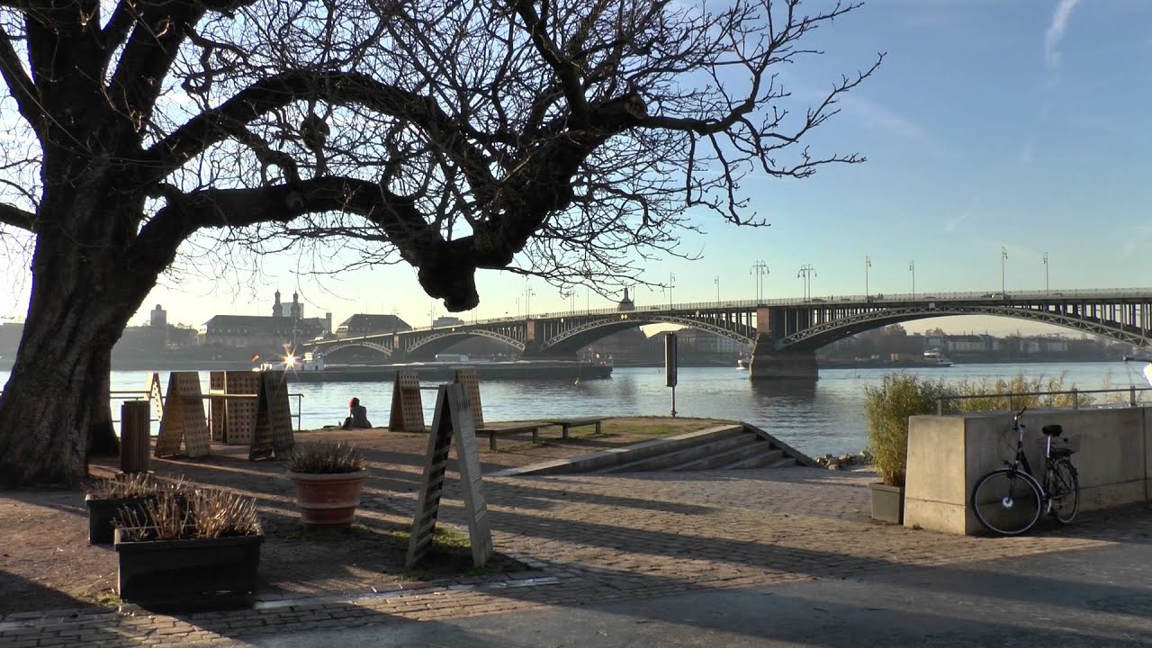 Mainz-Kastel - Blick vom Kasteler Strand auf Rhein & Brücke - YouTube