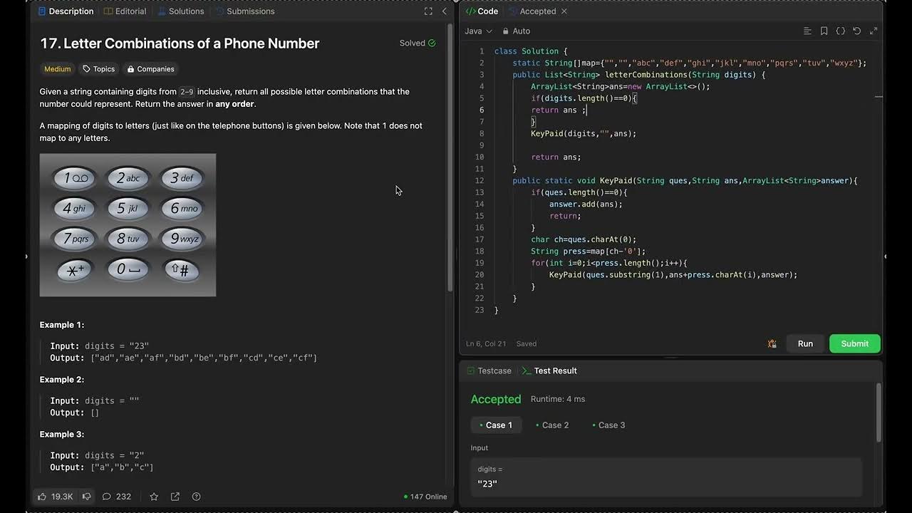 LeetCode Letter Combinations of a Phone Number Solution | 17 | Nice Explanation | Code Crack ...
