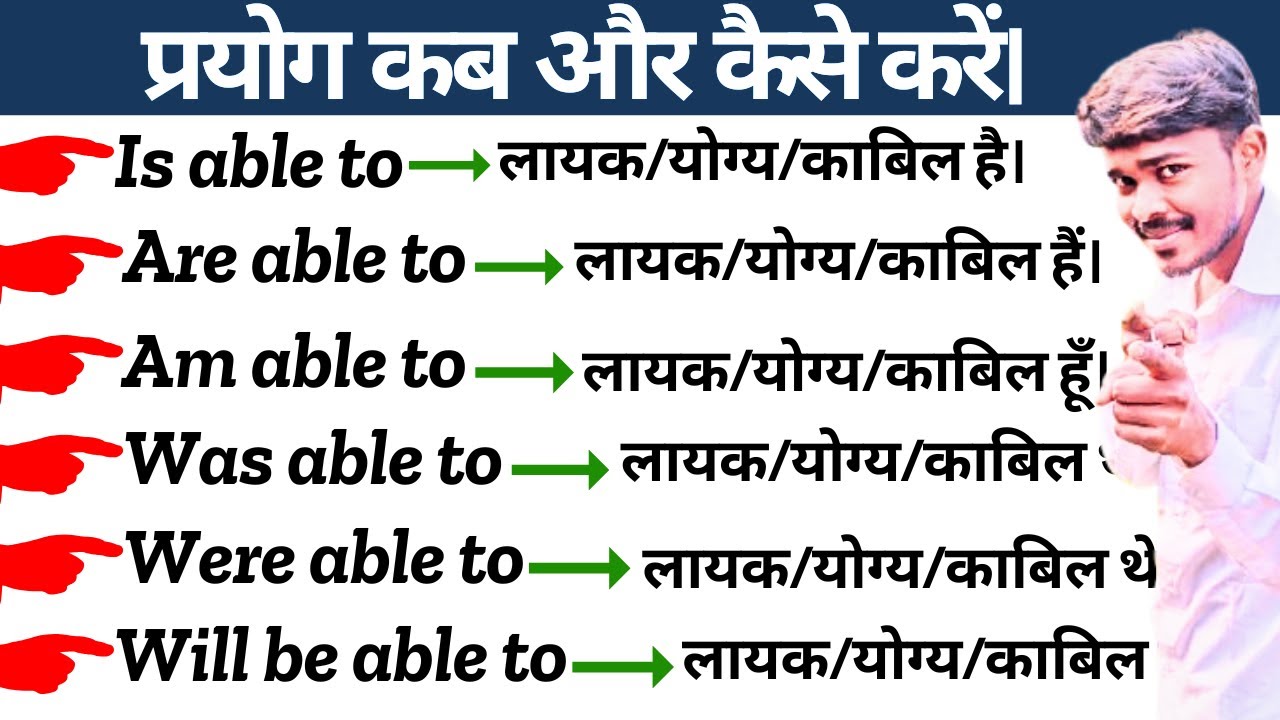अंग्रेजी में is/are/am able to, was/were able to, Shall/will be able to ...