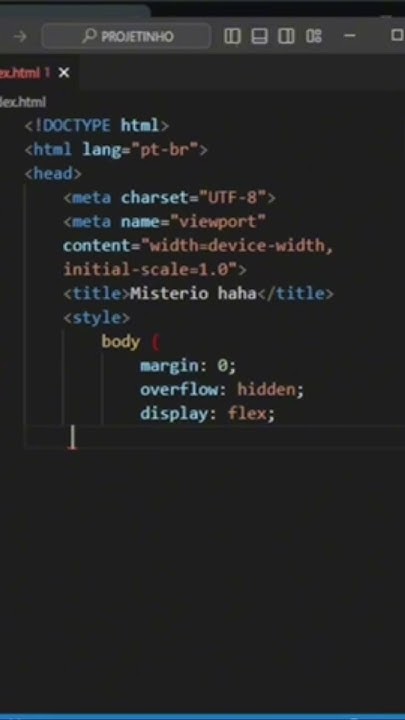 HTML | PROJETO MISTERIOSO ~ PARTE 1.. #dev #html #javascript #css #codar #ide #shorts # ...