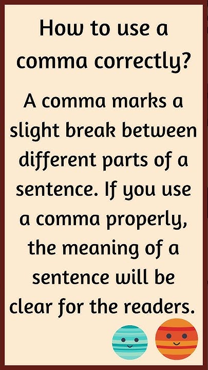 How To Use A Comma Correctly - Youtube