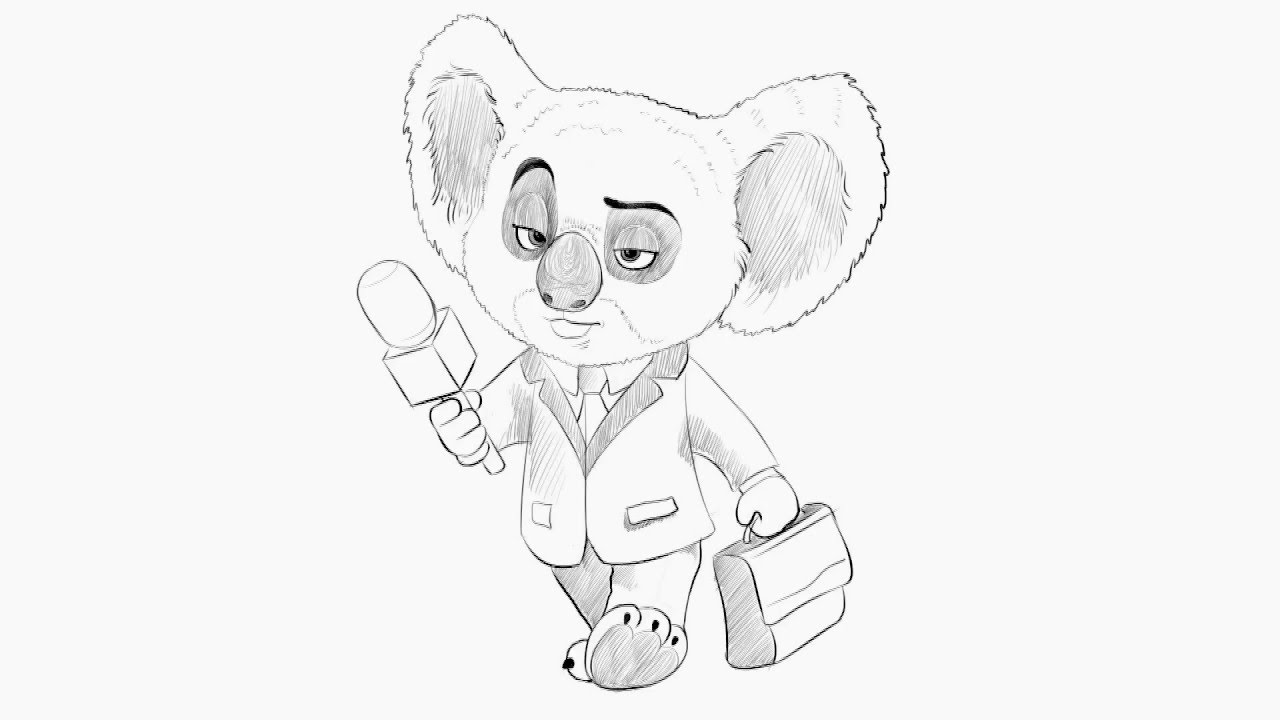 How to draw Koala from Zootopia/Как нарисовать Коалу со Зверополиса ...
