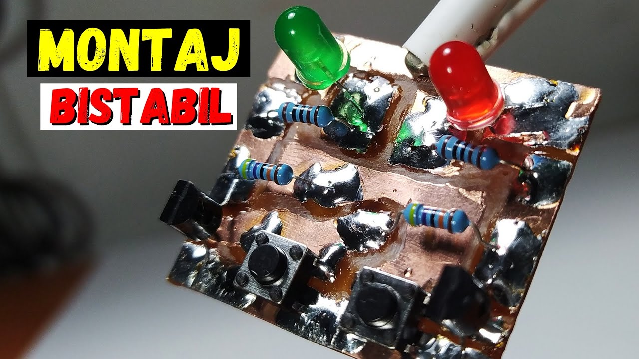 Realizare montaj bistabil cu leduri si tranzistoare - YouTube