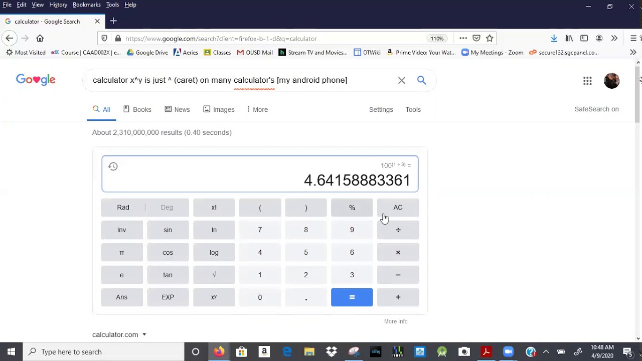 Finding A Cube Root On A Google Calculator YouTube