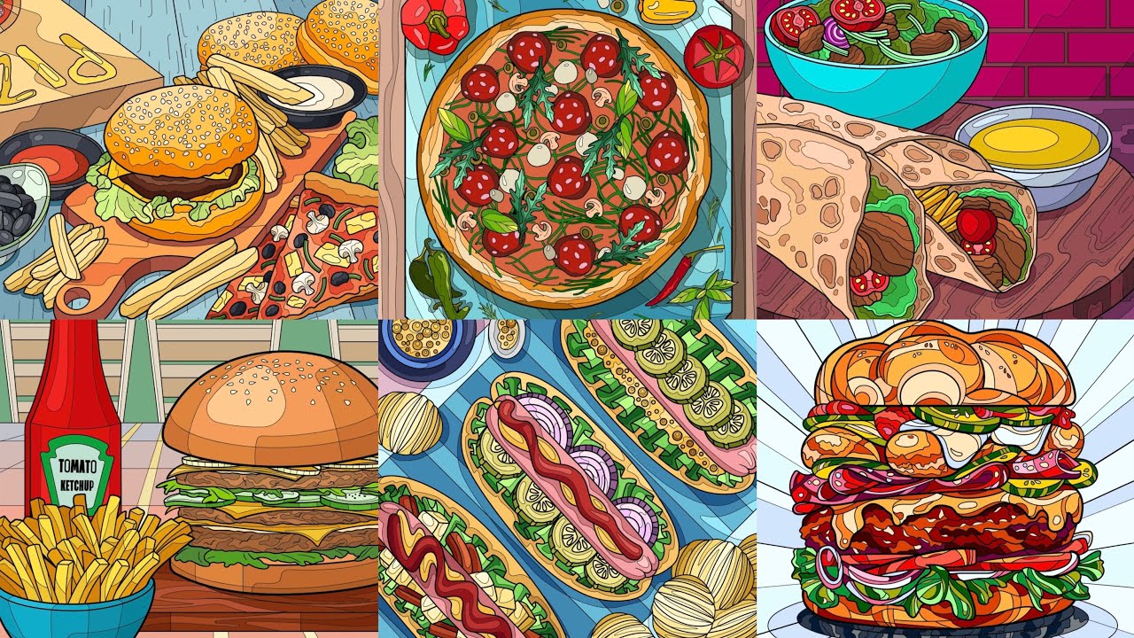 Fast Food Please? Super Satisfying Coloring Videos - YouTube