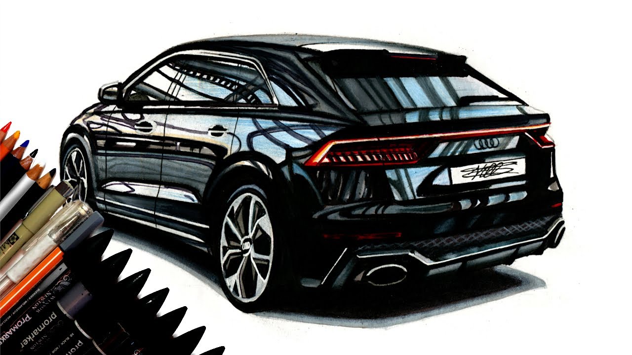Realistic Car Drawing - 2020 Audi RS Q8 - Time Lapse - Drawing Ideas ...