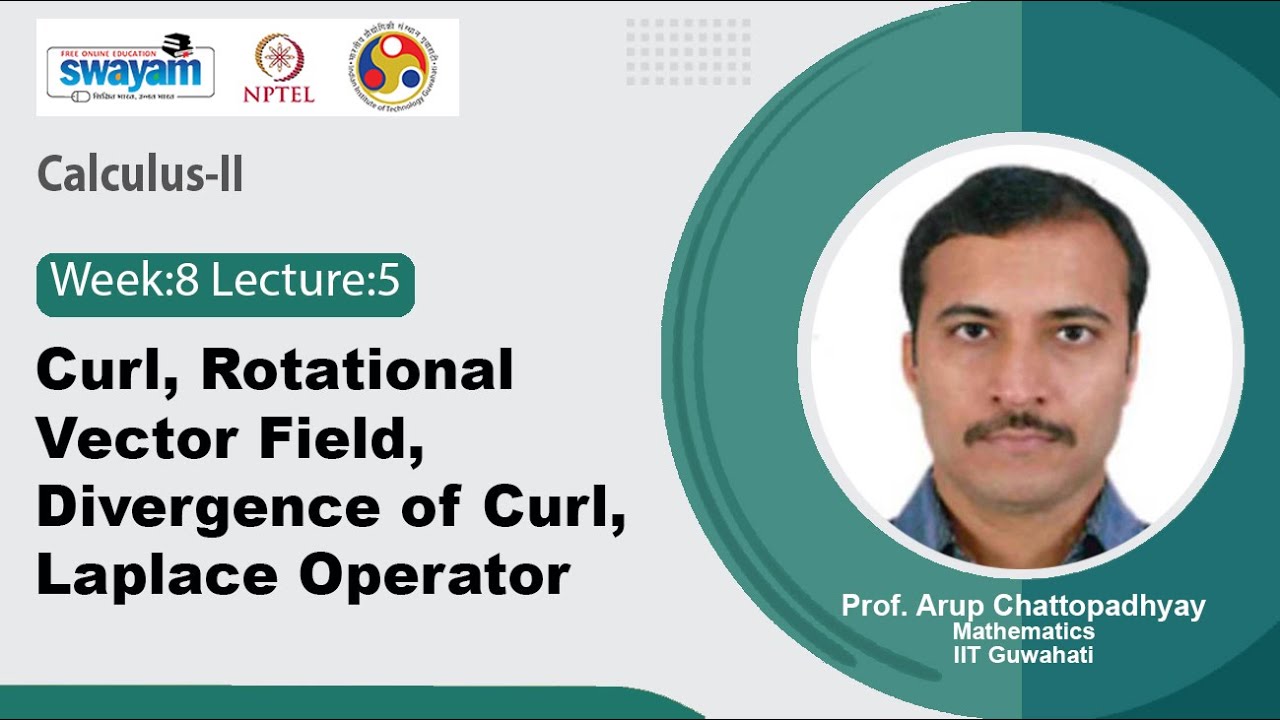 Lec 41: Curl, rotational vector field, Divergence of curl, Laplace ...