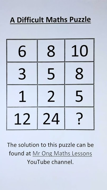 A Difficult Maths Puzzle. - YouTube