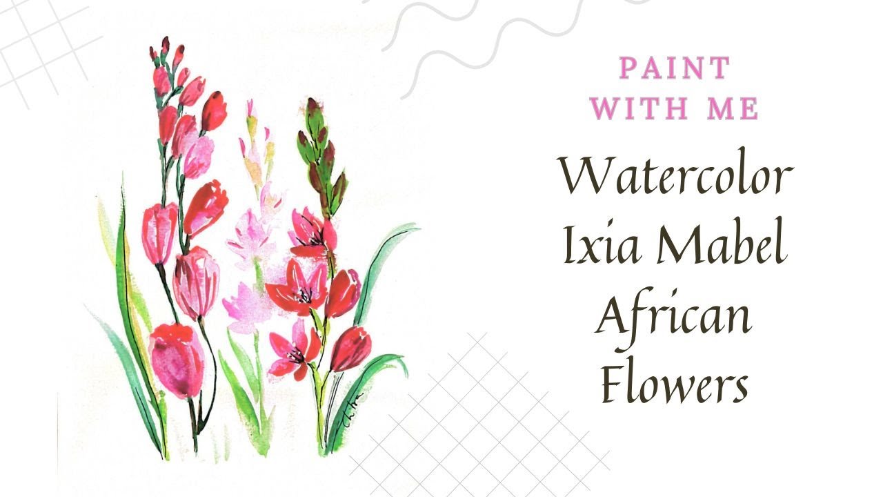 Simple Ixia Mabel African flower painting| How to paint ixia Mabel flowers | Easy flower ...