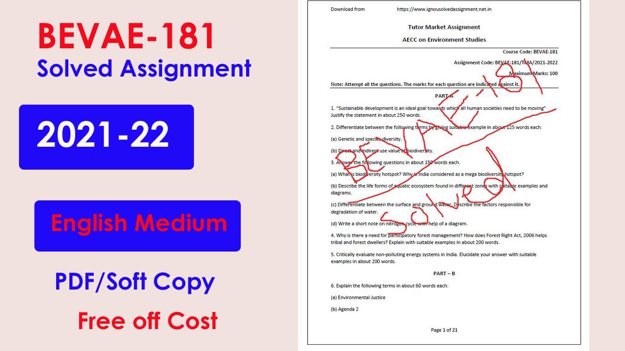BEVAE 181 Solved Assignment 2021-22 | Environmental Studies Solved ...