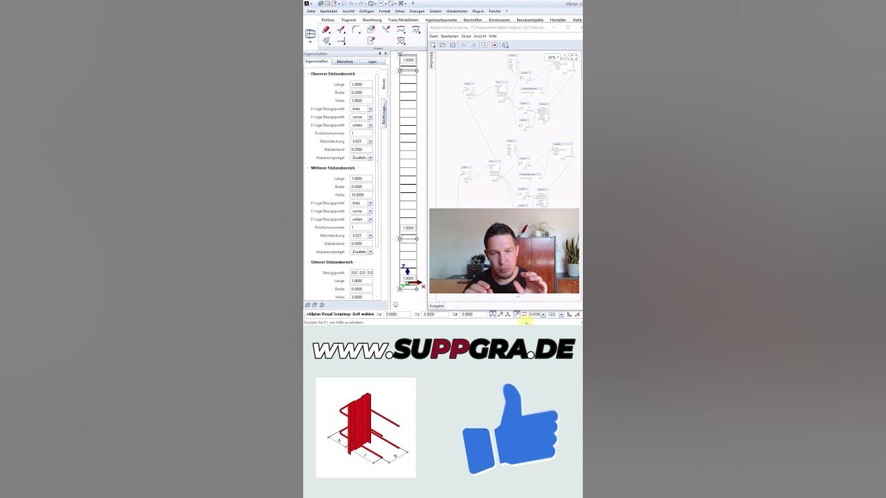 ALLPLAN - Visual Scripting - Stütze mit Bewehrung - YouTube