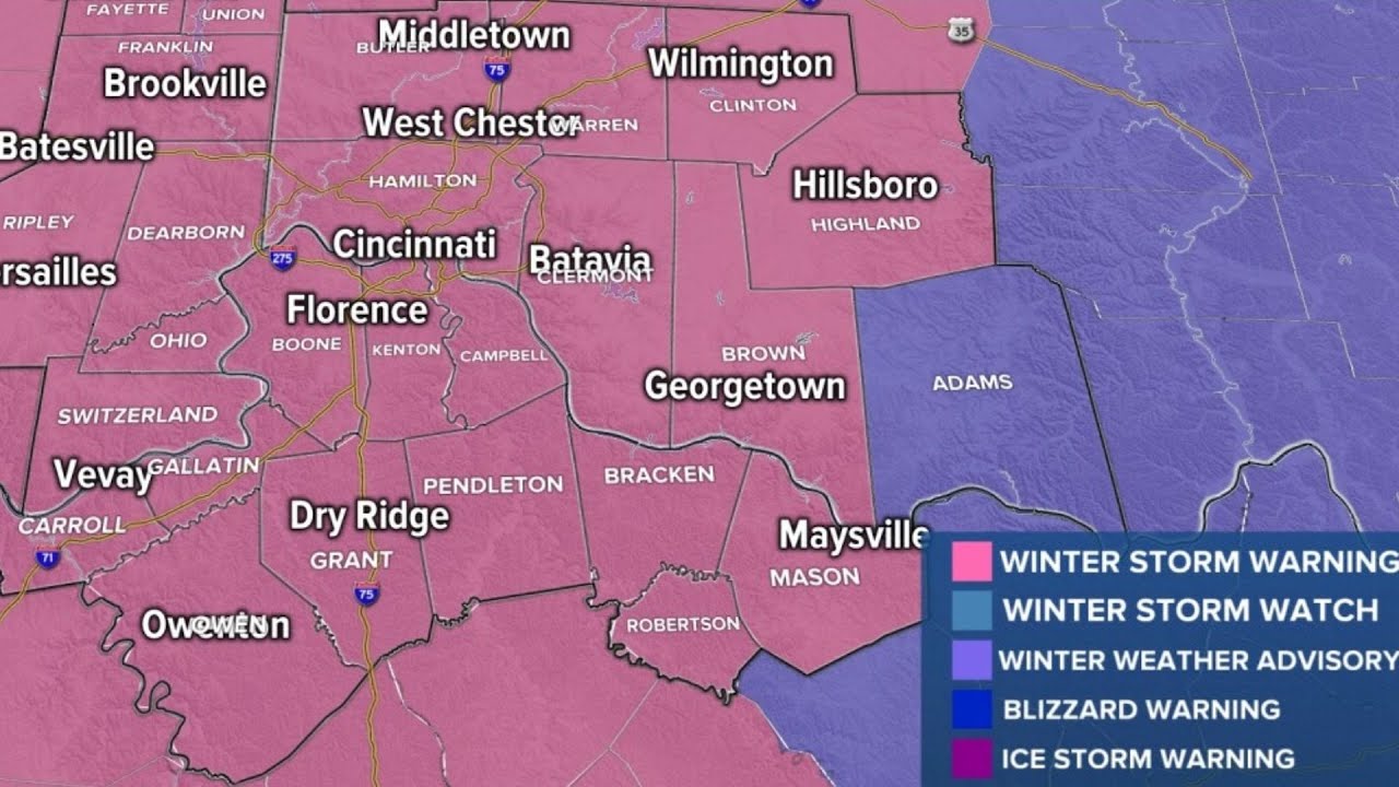 Radar: Winter storm arrives in Cincinnati - YouTube