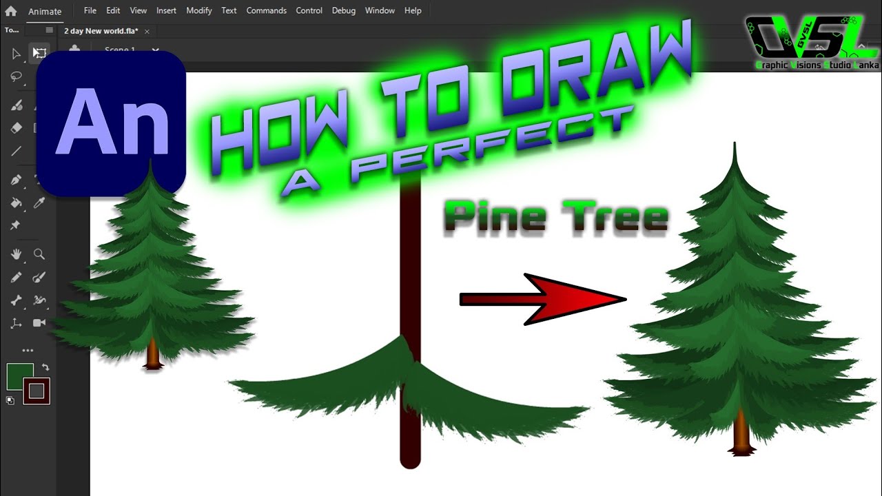 How to draw a perfect Pine Tree in Adobe Animate A-Z full review # ...