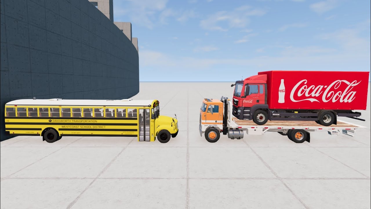 Gavril T Series loaded with Man TGS vs School Bus - Relaxing BeamNG ...