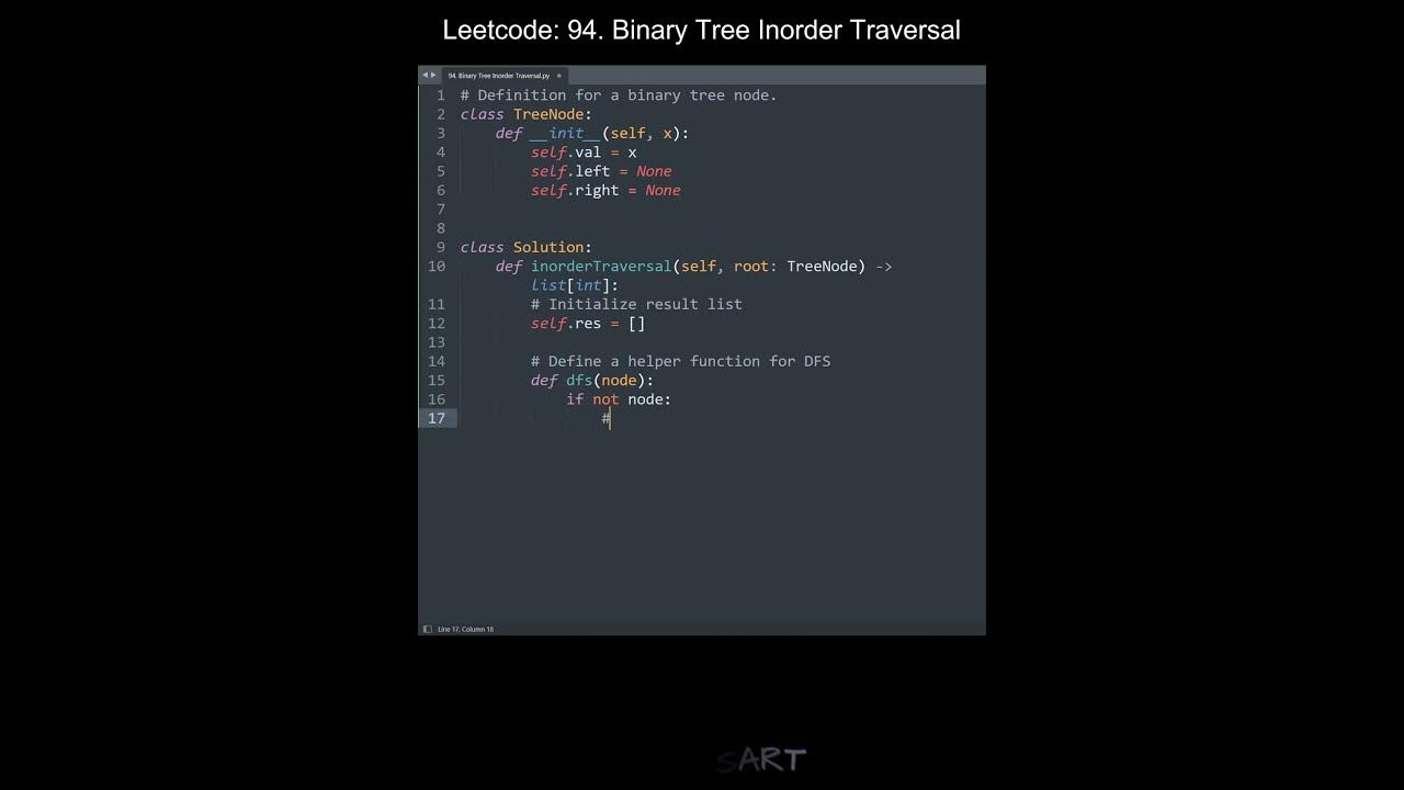 Leetcode 94 Binary Tree Inorder Traversal In Python Python Leetcode