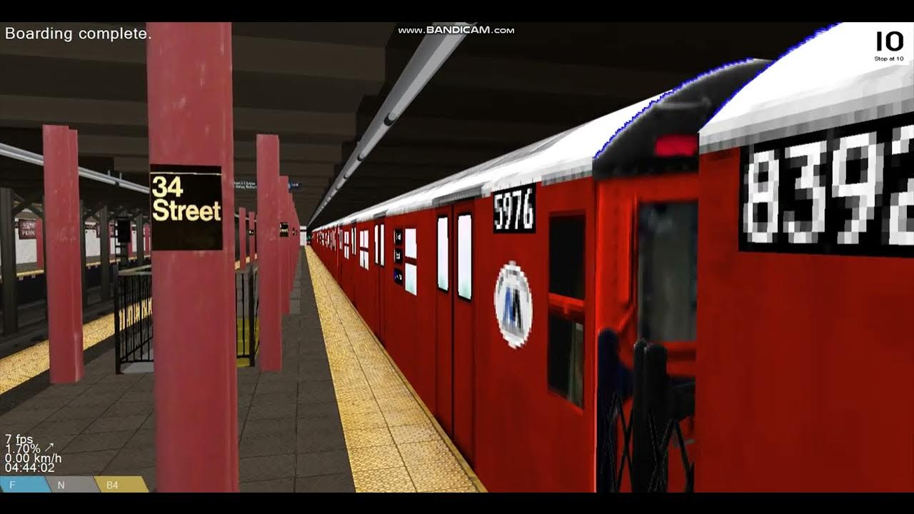 OpenBVE R16 Redbird A Train Arriving & Departing at 34th Street Penn Station - YouTube