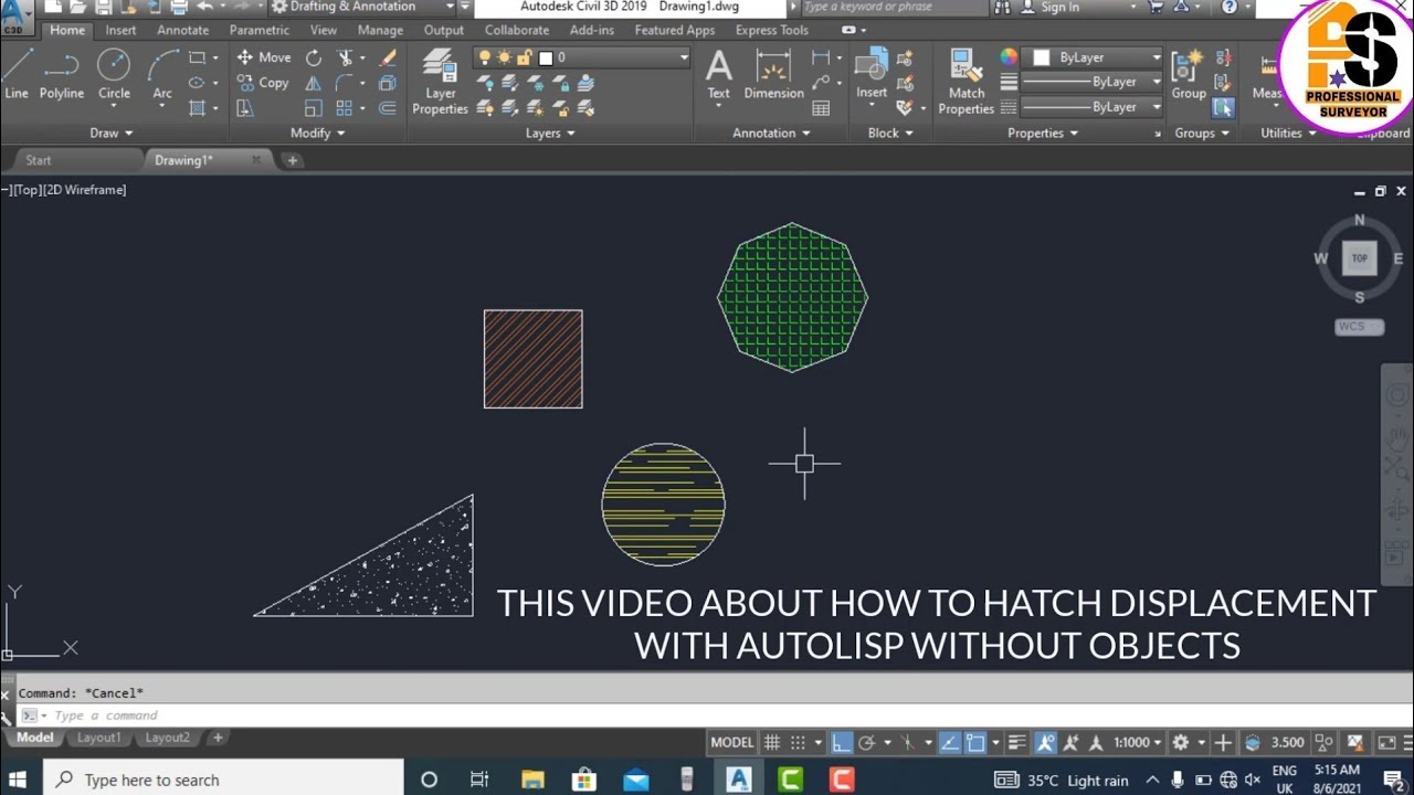 Displacement hatch from objects || with Autolisp || in AutoCAD. - YouTube