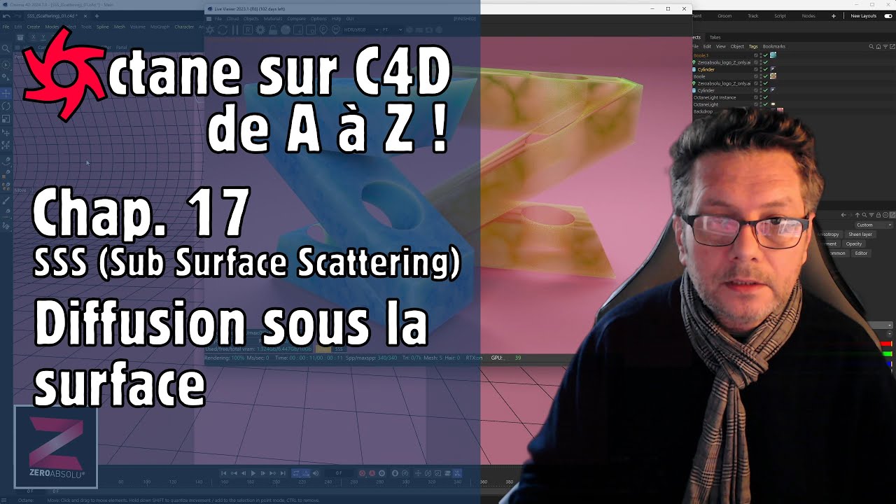 Octane sur C4D de A à Z ! Partie 17 - SSS (Sub Surface Scattering) - Diffusion sous la surface ...