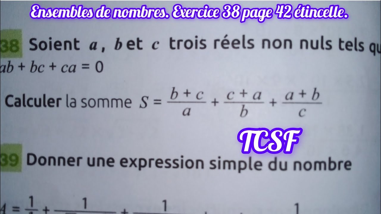 Ensembles de nombres : exercice 38 page 42 étincelle. tronc commun ...