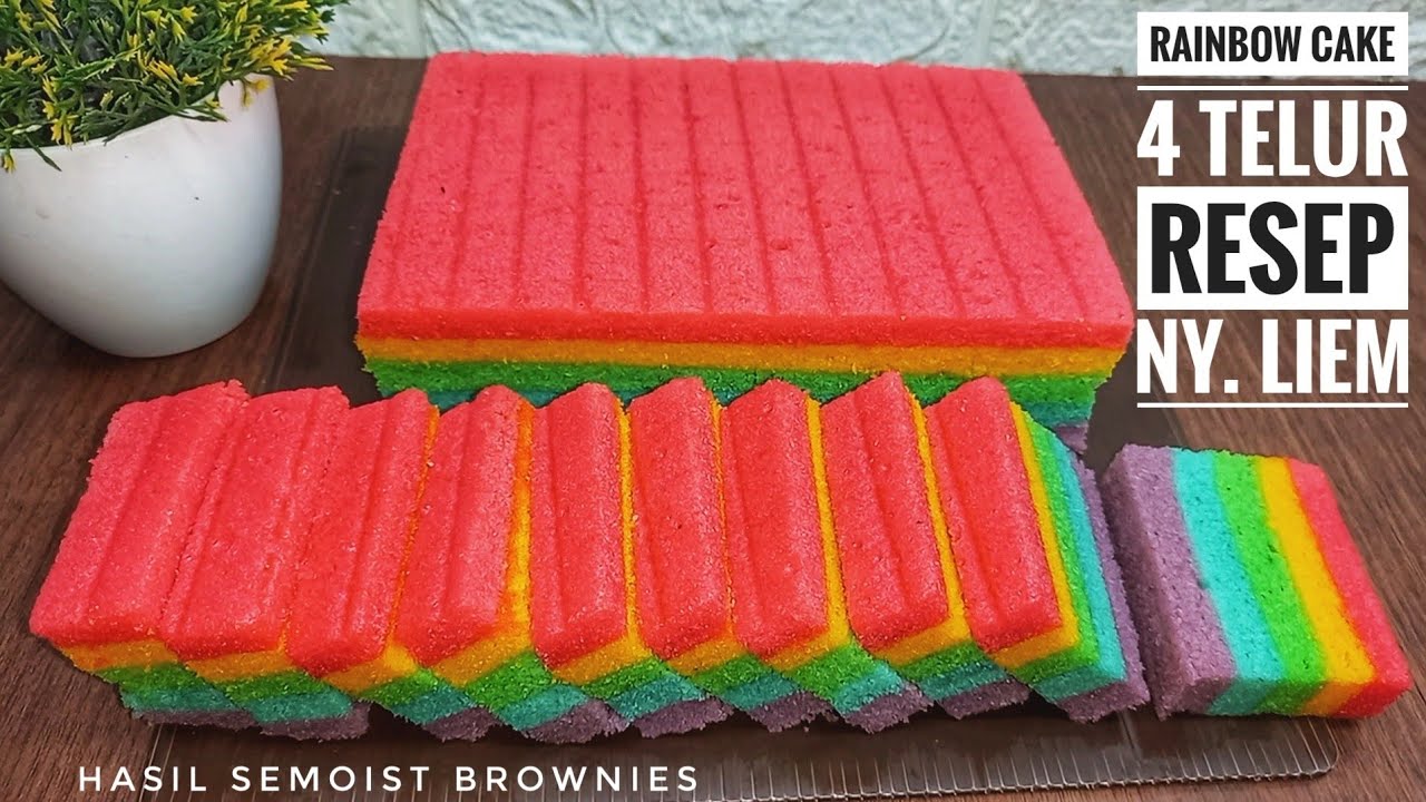 Rainbow Cake 4 Telur Resep Ny.Liem - YouTube