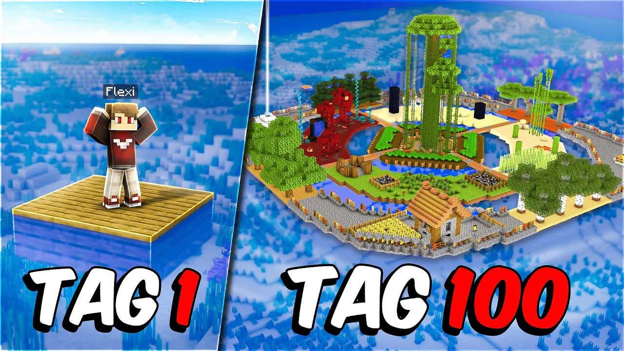 Ich überlebe 100 Tage Minecraft auf einem EINSAMEN FLOß [Film ...