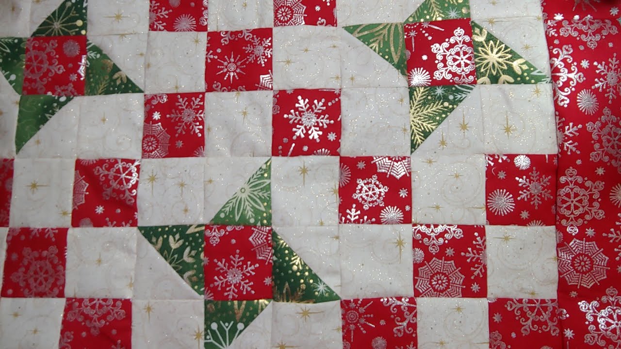 How to create an easy Christmas / winter 9 patch star table runner. - YouTube