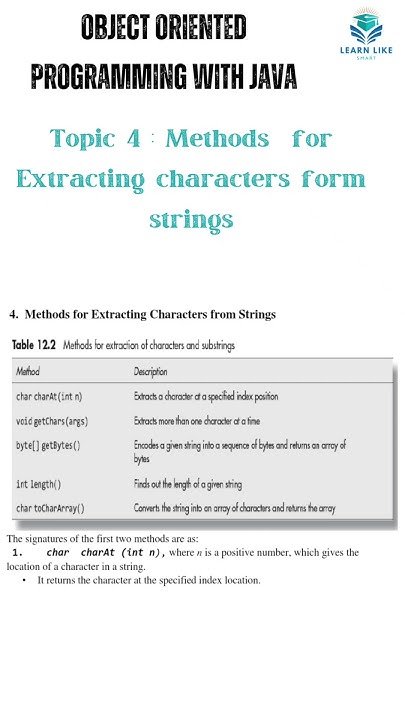 Topic - 4 Methods for Extracting Characters from strings #java - YouTube
