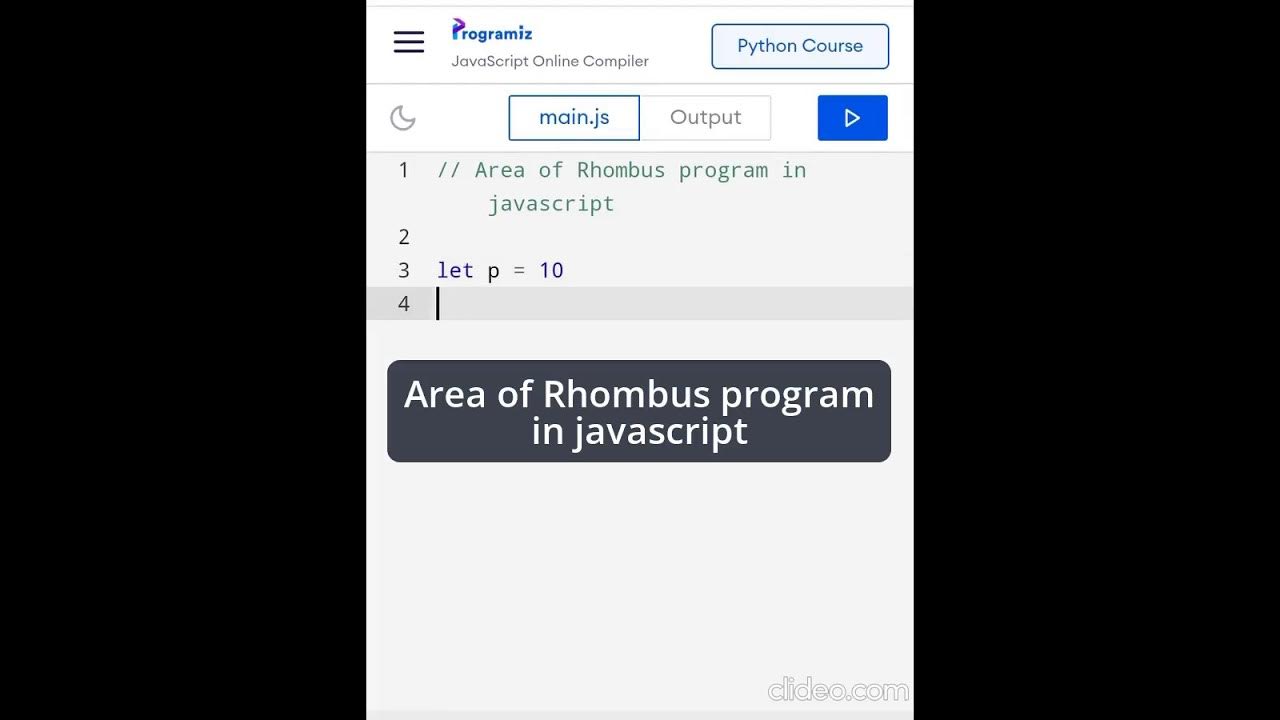 Javascript Area Of Rhombus Program In Javascript Javascript Program Program Javascript