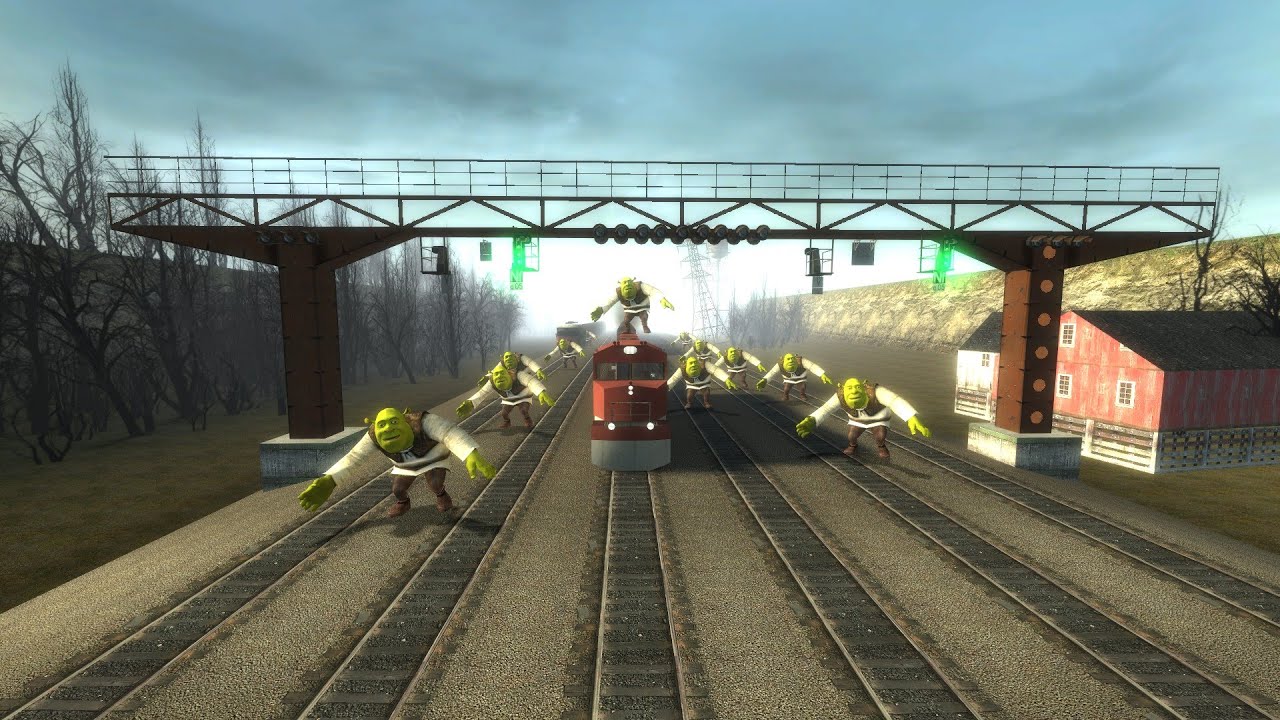 Shrek is chasing the train! - YouTube
