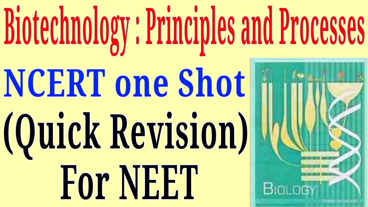 Biotechnology principles and processes class 12 ncert one shot for NEET ...