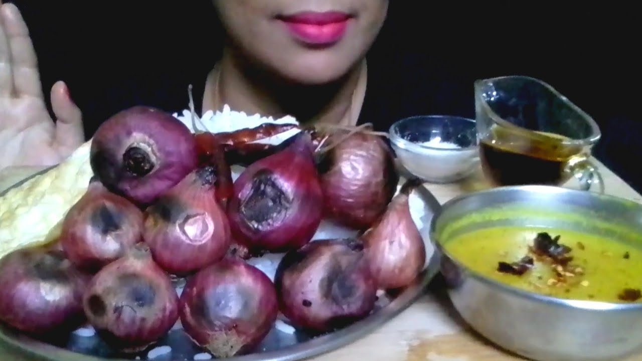 ASMR ONION BHORTA WITH RICE,DAL&DIM BHAJA EATING SHOW|BIG BITES ...