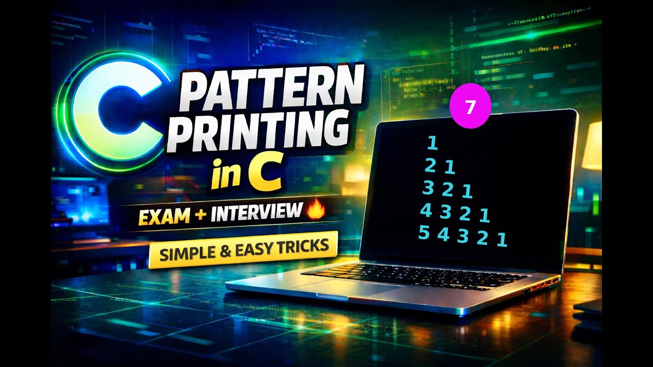 Pattern Printing in C |Pattern - 7| Simple & Easy Tricks 🔥 | Exam ...