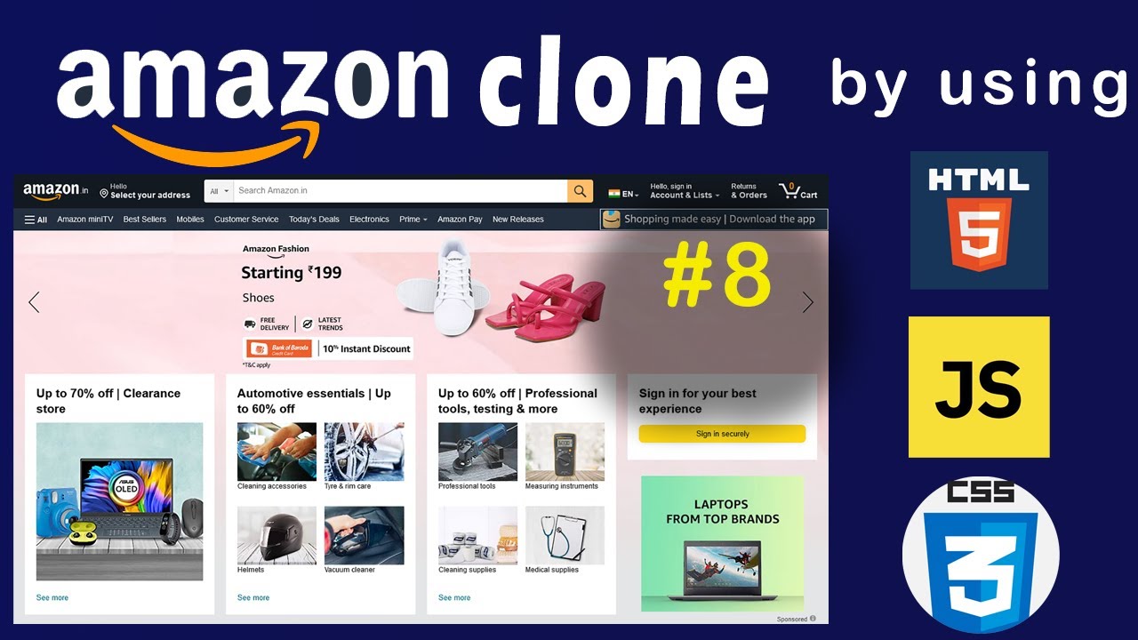Create Amazon Clone Using Html Css And Javascript Fronted Project 0882