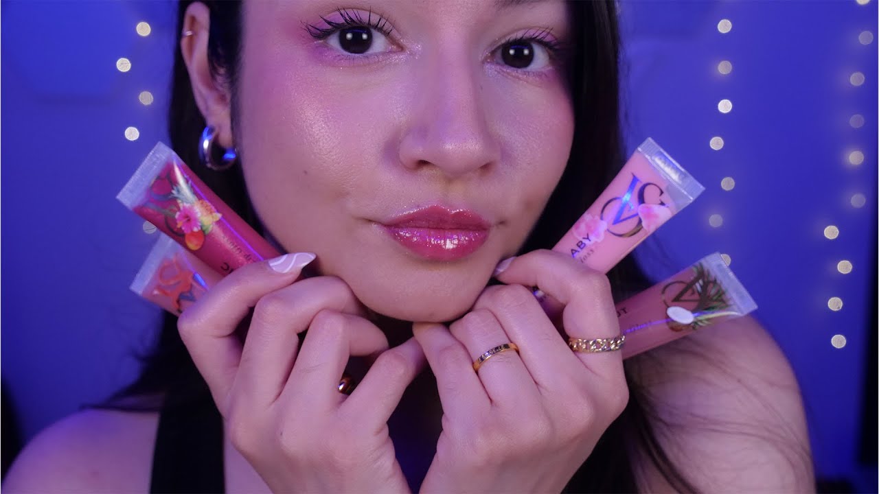 ASMR Lip Gloss Application (Mouth Sounds, Tapping, Trigger Words) - YouTube